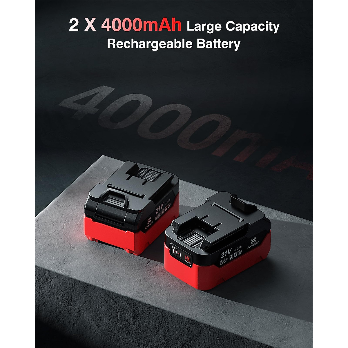 Avhrit Cordless Impact Wrench 1/2 Inch, 480Ft-lbs(650Nm) Brushless 1/2 Impact Gun w/ 2x 4.0 Batteries, Fast Charger, 4 Sockets, 6 Screws, Electric Impact Wrench for Home Car Tires