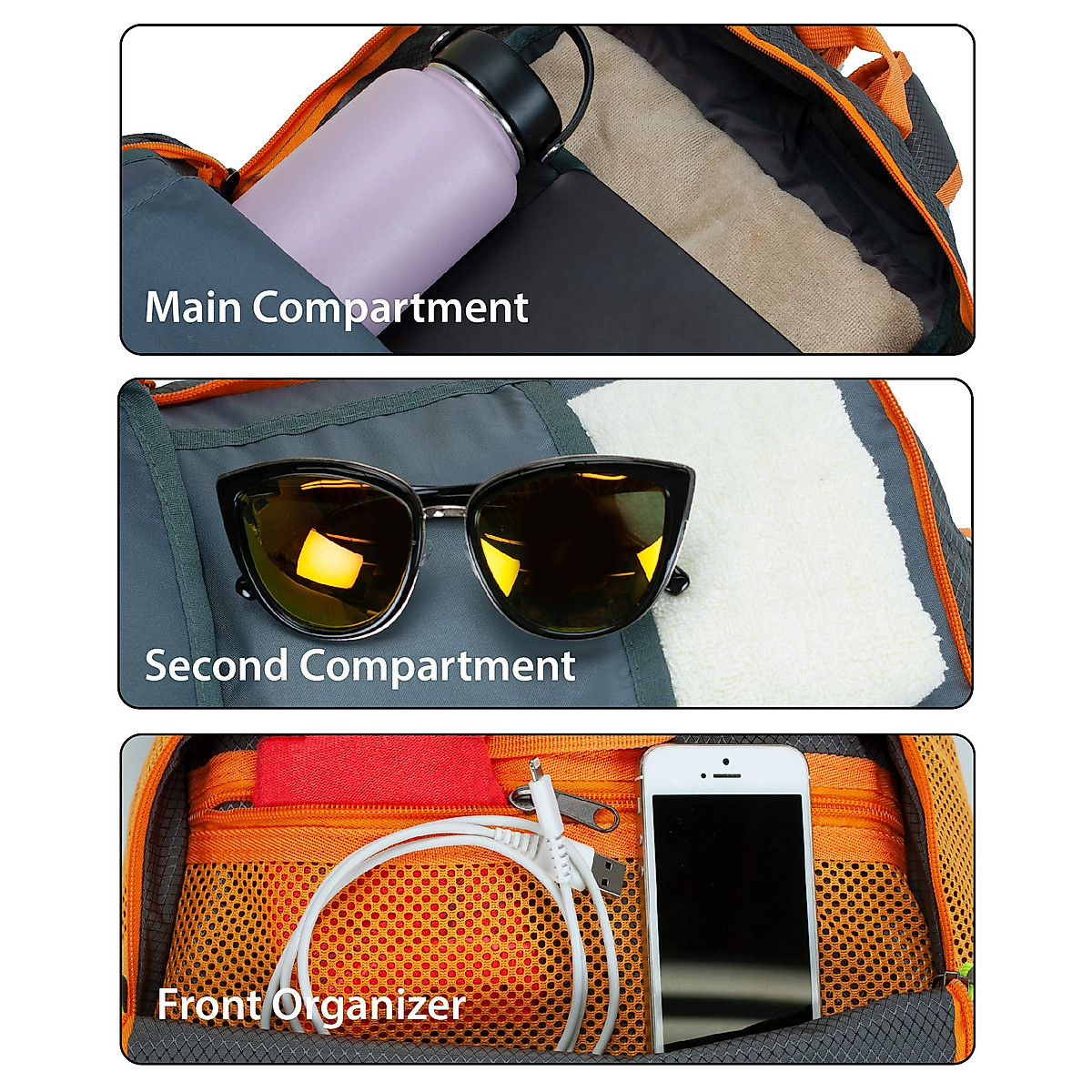 Rockland Packable Stowaway Backpack, Charcoal, Large