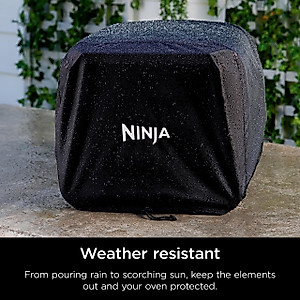 Ninja XSKOCVR Premium Cover, Compatible Woodfire Outdoor Oven (OO100 series), Adjustable Drawstrings, UV and Water-Resistant, Lightweight, Black, 19.5'' x 16.5'' x 15"