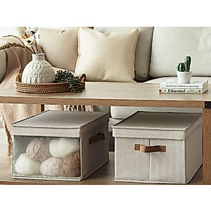 StorageWorks 45L Extra Large Fabric Storage Bins and Storage Bins with Lids and Clear Window