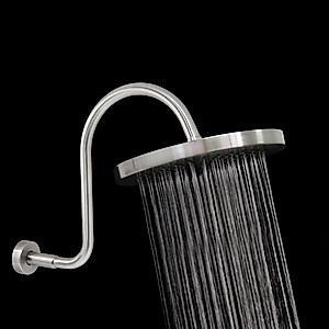 MODONA 10” Rain Shower Head and “S” Long Shower Arm with Flange – Satin Nickel - 5 Year Warrantee