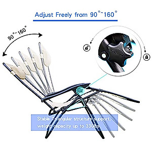 WEGO Zero Gravity Chair, Lawn Chair Flolding Recliner Lounge Chair with Removable Pillow and Side Table,Beige