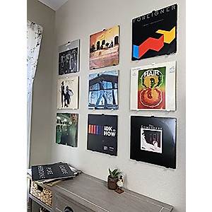 3D Lasers Lab Minimalist Vinyl Record Album Wall Mount Display- 6 Pack | No Wall Damage so Perfect for Apartments, Dorms, & Office | Your Favorite Holder for Your 7-12 inch LPs… (Black, 6-Record)