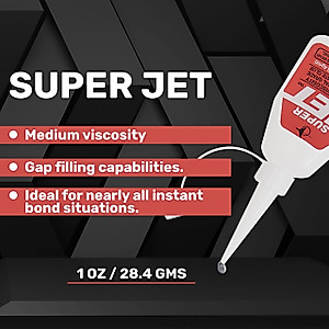 Jet Glue Super Jet - Medium Thickness Industrial Strength CA Glue - Forms Strong Bonds With Just Anything - General Purpose Cyanoacrylate Glue