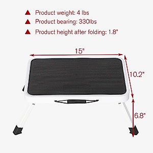 Koreyosh Portable Step Stool Lightweight One Step Ladder Folding Medical Footstool with Non Skid Rubber Platform,330lbs Capacity