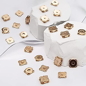EuTengHao Magnetic Snaps Buttons, Plum Magnetic Snap Closures for Purses Handbags Clothes Bags Scrapbook, 15mm Magnet Button Closure Fastener for Sewing DIY Craft (Gold)