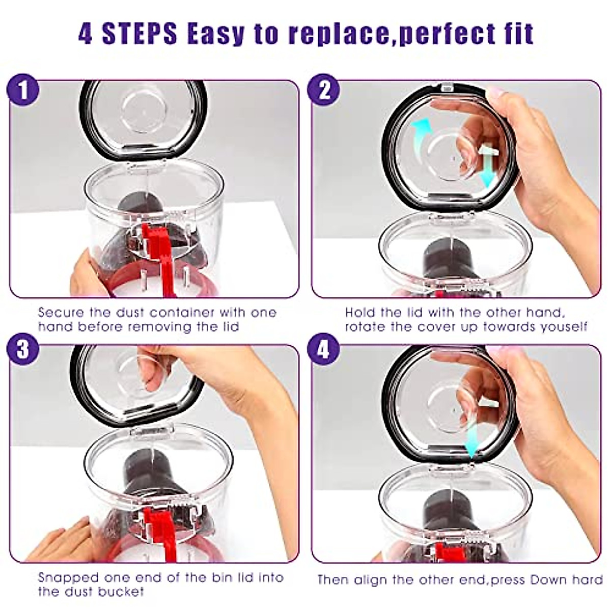 Bin Lid Cap for Dyson V7 V8 SV10 SV11 Vacuum Cleaner Replacement Cover with Sealing Ring