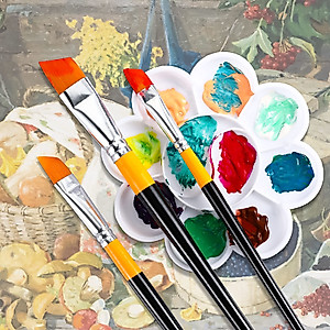 Paint Brush Acrylic Paint Brushes Angled Flat Art Paint Brush Set Small Artist Paint Brushes for Acrylic Craft, Watercolor, Oil, Gouache, Face Body Detail Painting for Kids Adult (6, 1/2inch)