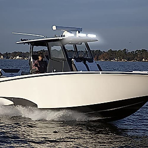 Nilight Marine Led Light Bar 2PCS 18w White 150° Flood Beams Ponton Boat Deck Dock Lights IP67 Waterproof for Night Fishing T-top Stern Yacht Kayak Port Sailboat, 2 Years Warranty