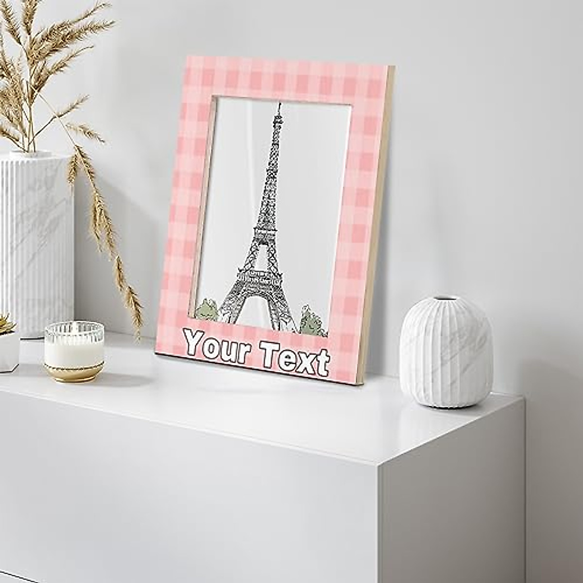 Herdesigns Sweet Red Cherry 8x10 Picture Frame Personalized Custom Text Name Fruits Wooden Picture Frame for Wall and Tabletop Display, Photo Picture Frame Customized Gift