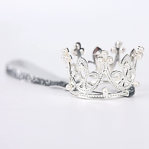 Nishine 2 pieces Baby Girls Crown Headband Princess Tiara Headdress Set Toddler Elastic Head Band (Gold/Silver)