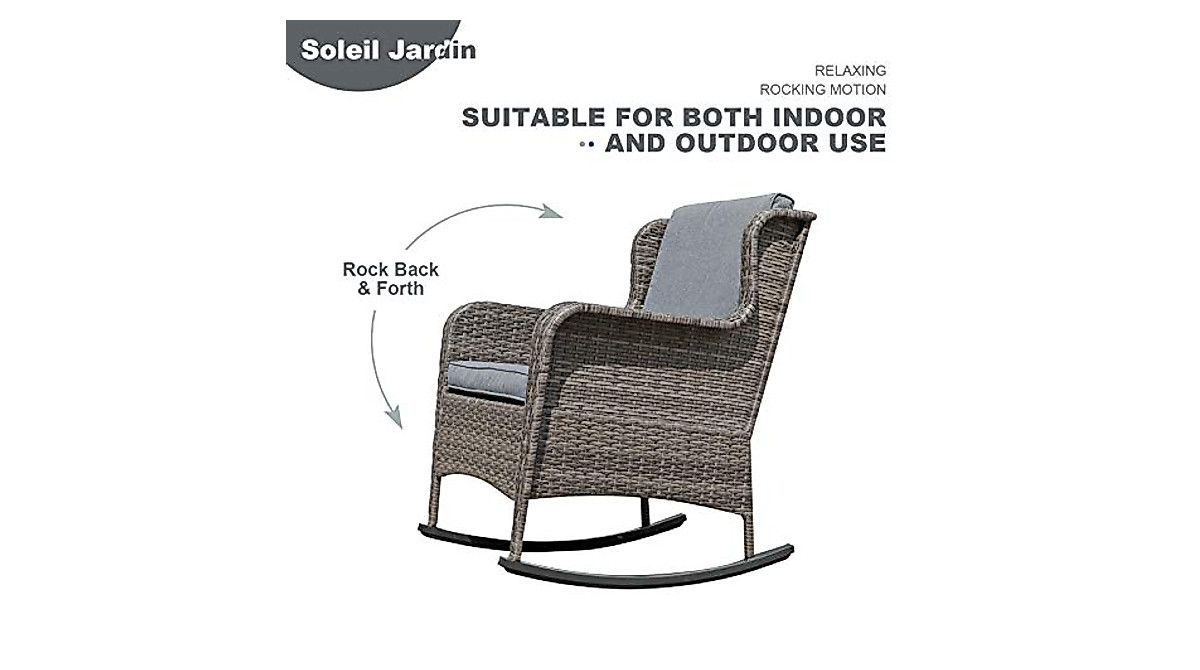 Soleil Jardin Outdoor Resin Wicker Rocking Chairs - Set of 2