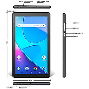 PRITOM Tronpad Tablet - 7'' Android 10 Tablet PC with 32 GB Storage, Quad Core, HD IPS Display, Dual Camera, WiFi, Bluetooth, Black