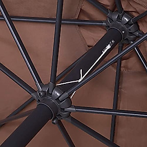 HYD-Parts 11 FT Large Patio Umbrella Waterproof and Sun Shade 360-Degree Outdoor Umbrella with Tilt and Crank (Coffee)