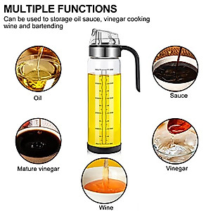 ZENG Oil Dispenser Bottle Set for Kitchen, Olive Oil Bottle Dispenser, Glass Oil Sauce Bottle Dispenser, Auto Flip, 550ml