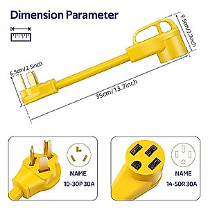 NEMA 10-30P to 14-50R EV Charger Adapter, BOEASTER 30A Dryer Plug to 50A 14-50 EV Conversion Adapter for Level 2 EV Charging and Tesla