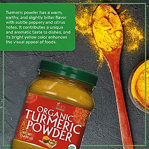 Organic Turmeric Powder 1 Pound Jar by Jiva Organics - 100% Raw with Curcumin - Lab Tested & Reports Available - Raw from India