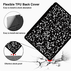Hi Space for iPad 9th 8th 7th Generation Case for iPad 10.2 Case 2021 2020 2019 Composition Notebook with Pencil Holder, Book Trifold Protective Shockproof Cover with Auto Sleep Wake for A2270 A2428
