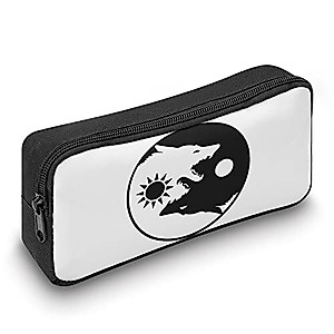 Wolf Yin Yang Sun Moon Pencil Case Stationery Pen Pouch Portable Makeup Storage Bag Organizer Gift