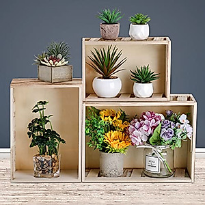 Nicunom Set of 3 Wood Nesting Crates with Handle, Rustic Wooden Decorative Crates, Wood Storage Crates, Wood Storage Boxes Containers for Display and Organization