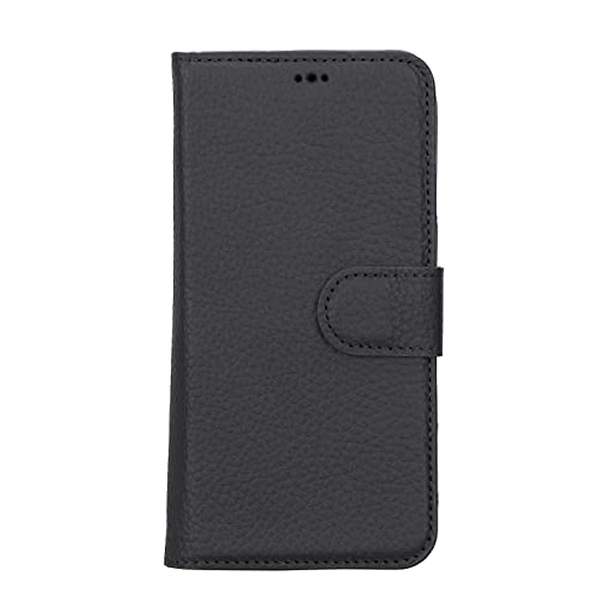 HARDISTON Premium iPhone 14 Pro Max Bi-Fold Wallet Case, MagSafe Compatible Handmade Genuine Leather Detachable Magnetic Flip Cover with Card Holders Customizable Double Fold Phone Case (Black)