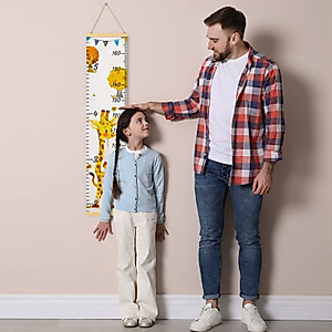 FIOBEE Kids Growth Chart Baby Height Chart Wall Hanging Ruler Measurement Chart Nursery Room Decor for Girls Boys Toddlers, Giraffe