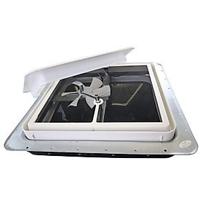 Class A Customs | 2 PACK | 14" RV Roof Vent 12 Volt Powered Fan with SMOKE Wedge Style Lid - 1” Garnish Ring | 74112A-2PK