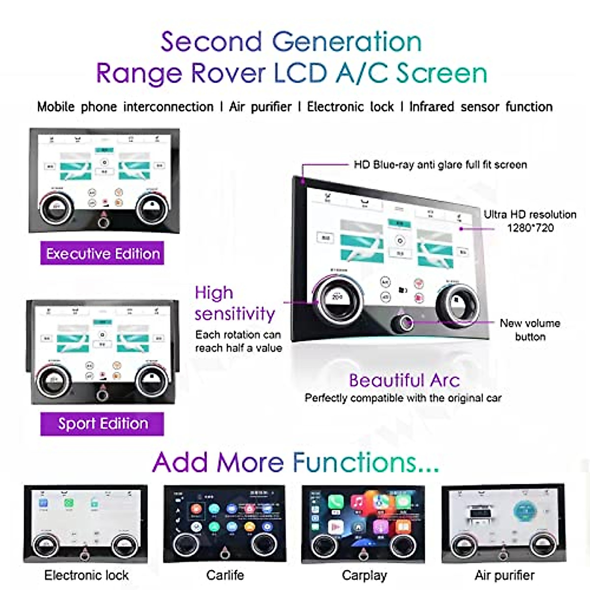 ZWNAV 12.3 inch Android 12 Car Stereo for for Land Rover Range Rover Sport L494 Vouge L405 SE 2010-2016,Plus air Panel,Car GPS Navigation Head Unit, Bluetooth, Carplay,WiFi