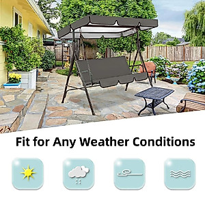 Outdoor Patio Swing Canopy Replacement, 3 Seat Swing Canopy Replacement, Waterproof Swing Canopy Cover Replacement, Outdoor Swing Canopy Sun Shade Awning Cover (Grey,142 * 120 * 18cm)