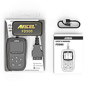 ANCEL FD500 Battery Registration fits for Ford Lincoln Mercury - All Systems OBD2 Scanner with Engine, ABS, SRS, Transmission, SAS, ESP Diagnostics - Car Code Reader for EPB, Throttle, Oil Reset