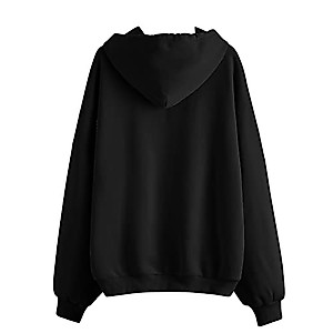 SHAOBGE Women's Zip Up Hoodies Teen Girls Oversized Sweatshirt Y2K Clothing Cute Fall Casual Drawstring Jacket with Pockets