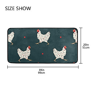 susiyo Kitchen Mat Cute Hens Stylized Chicken Kitchen Rug Mat Anti-Fatigue Comfort Floor Mat Non Slip Oil Stain Resistant Easy to Clean Kitchen Rug Bath Rug Carpet for Indoor Outdoor Doormat