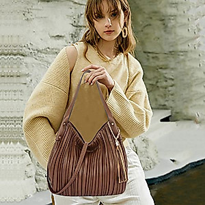 myfriday Vintage Shoulder Hobo Bags for Women Vegan Leather Lightweight Top-Handle Satchel Purse and Handbags with Tassel