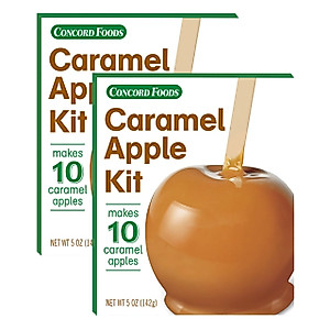 Concord Foods Caramel Apple Kit: Fall Favorite Treat - Indulge in Chewy Caramel Apples! Makes 10 Caramel Apples per Box, 5 oz (Pack of 2)