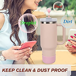 11 Pack for Stanley Cup Accessories, Silicone Reusable Replacement Straws with Straw Covers Cap & Brush for Stanley 40oz, Anti-Slip Protective Stanley Cup Boot Sleeve 40 oz Silicone Bottom Bumper Boot