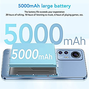 Airshi 4GB RAM 32GB ROM Cell Phone, 12s Pro Smartphone Double Card Slot 5G WiFi 1200x1960 Resolution for Home (Blue)