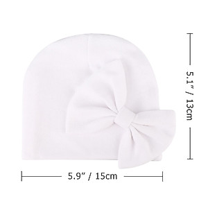 DRESHOW BQUBO Newborn Baby Hats Hospital Hat Baby Cotton Beanie Infant Bow Hats for 0-6 Months