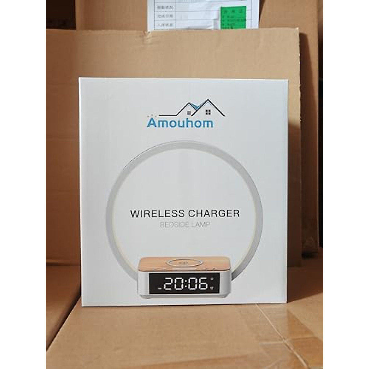 Amouhom Table Lamp, 18W Touch Lamp Alarm Clock with Wireless Charging Wake-Up Light, Digital Sonic 10W Max Qi Charger Nightstand Reading Lamps for Bedside, Reading, Home, Office