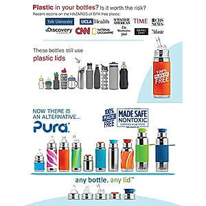 Pura Kiki Bottle Silicone Sealing Disks | Plastic-Free, Medical Grade, Unbreakable, Airtight | Baby Formula Milk, Food Storage, Breastmilk Storage for Travel | 3-Piece (Blue, Orange, Green)