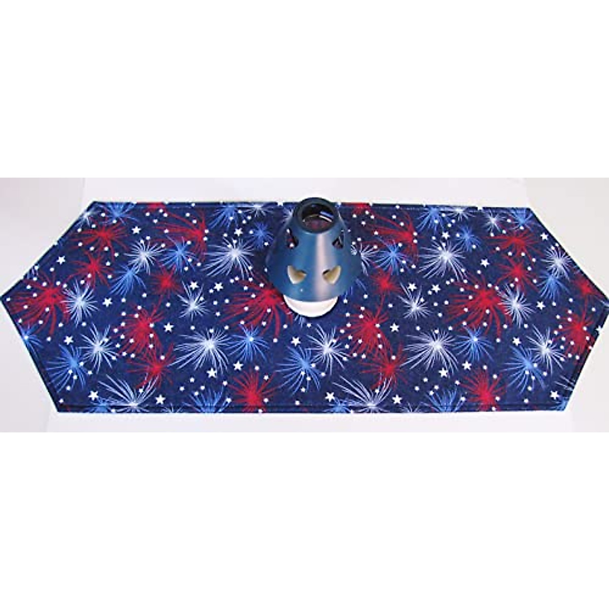 Fireworks & Stars Patriotic Cloth Napkins (Set of 2) Made in USA Patriotic Cotton Navy Blue/Red/White Glitter