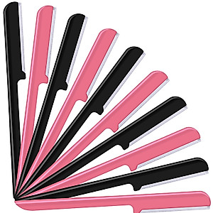 10 Pieces Eyebrow Razor for Women Facial Shaver Razor Brow Shaper Eyebrow Trimmer Dermaplaner Shaping Tool with Cover (Black, Pink)