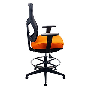 TEMPUR-PEDIC Cooling Technology Drafting Stool, Adjustable Height, Orange