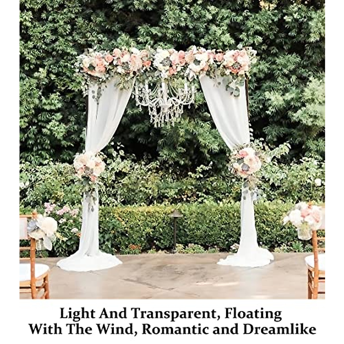 White Chiffon Backdrop Curtain-2 Panels 29"x120" Chiffon Wedding Backdrop Drapes Beach Curtains for Living Room Voile Window Curtain Photography Backdrop for Wedding Ceremony (29''x120''x2pcs, White)