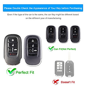 Koaudb Silicone Key Fob Cover Compatible with 2025 2024 2023 2022 Honda 5 Buttons Civic Accord Pilot CR-V HR-V Smart Car Rubber Key Shell Case Protector with Keychain 2 Pack (Hod-5R-BB)