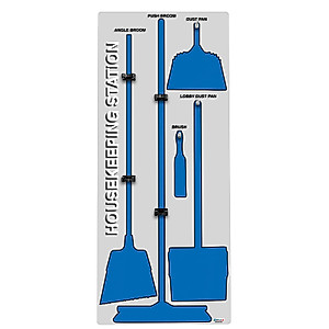 5S Housekeeping Shadow Board Broom Station Gray/Blue (with Broom Kit)