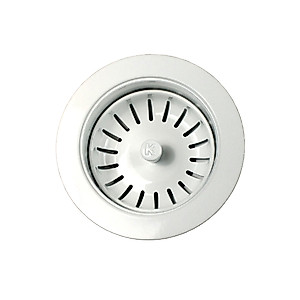 Keeney K1439WH Deep Thread Cast Brass Kitchen Sink Strainer, 3.5-Inch Opening, White