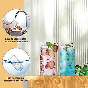Kftamoetly 2 Pack Glass Cups with Bamboo Lids and Glass Straws, Reusable Wide Mouth Drinking Cups Can Glass Suitable for Juice, Ice Coffee, Tea, Beer, Whiskey (Transparent)