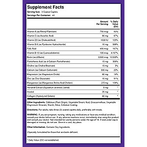 Piping Rock Hair Skin and Nails Vitamins | 120 Caplet Pills | 3000 mcg of Biotin | with Collagen | Multivitamin | Non-GMO, Gluten Free Supplement