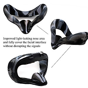 Limited Version | Sweat Resistant Silicone Facial Interface Cover and Protective Touch Controller Accessories for Oculus Quest VR Gaming Headset (Light Grey Camo), NOT FIT Oculus Quest 2