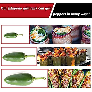 KAMaster Jalapeno Grill Rack Barbecue Stainless Chili Pepper Roasting Rack for Cooking Chili or Chicken Legs & Wings Roasting on BBQ Smoker or Oven Better for Small Jalapeno